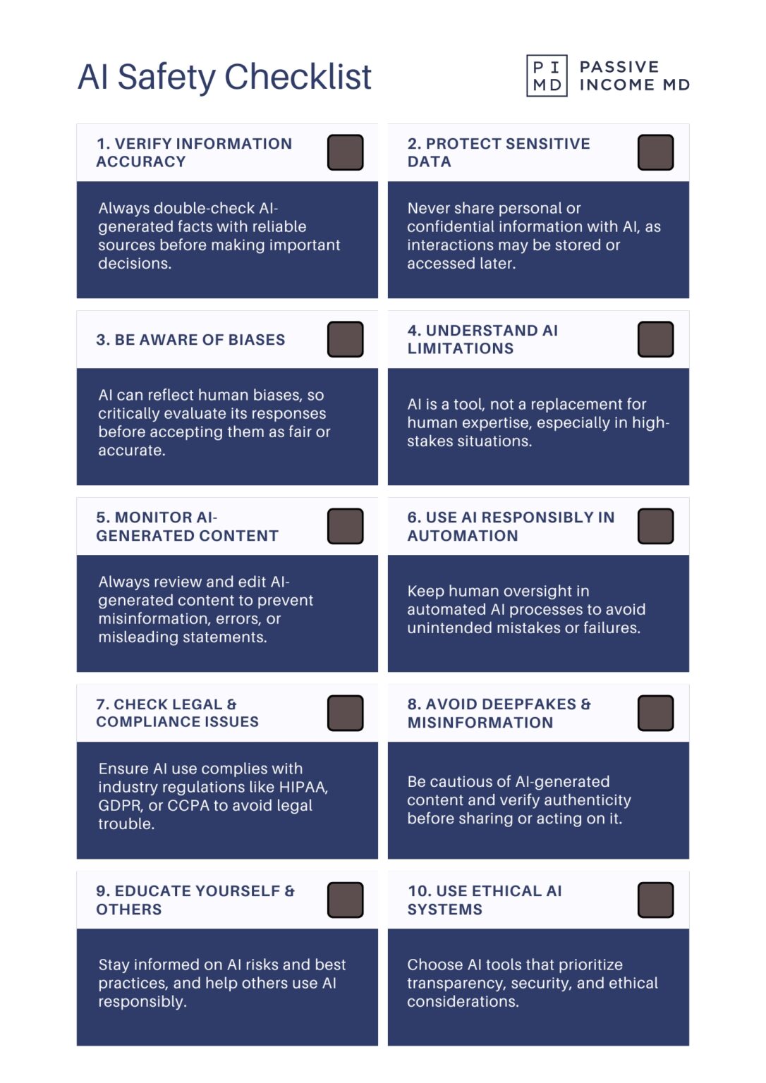 AI Safety Checklist: 10 Rules for Smart & Secure Use - Passive Income MD